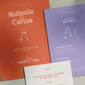 Customizable Illustration Wedding Invitation Template in Canva. Easy to ...