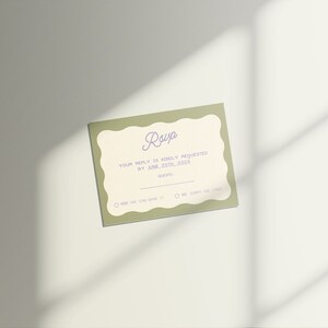 Retro Curve Customizable Wedding Invitation, Details Card and RSVP Card ...