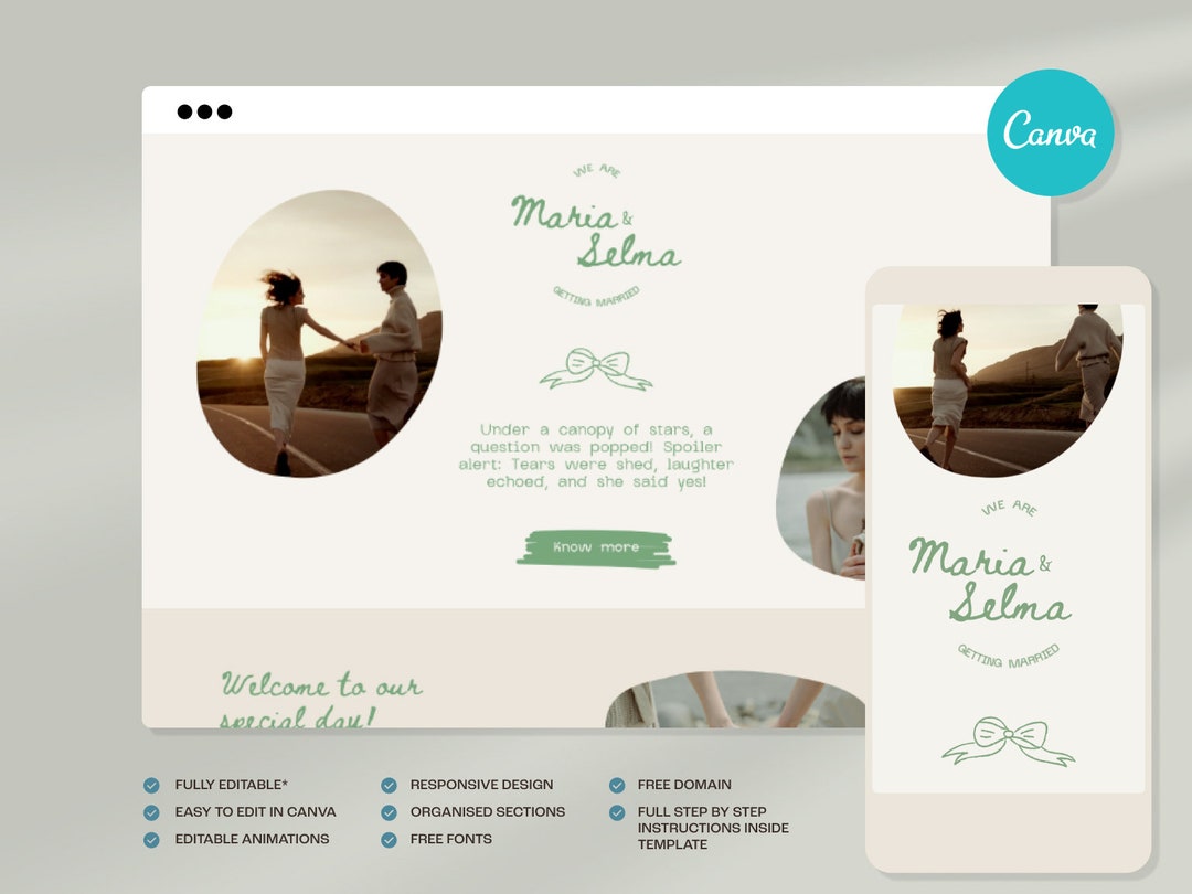 Boho-chic Minimal & Elegant Digital Wedding Invitation Engagement Bride ...