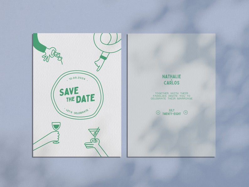 Boho Save the Date Invitation Template: Modern Wedding Design (canva ...