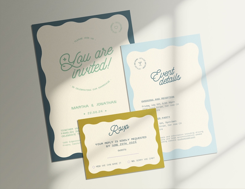 Retro Curve Customizable Wedding Invitation Details Card and - Etsy
