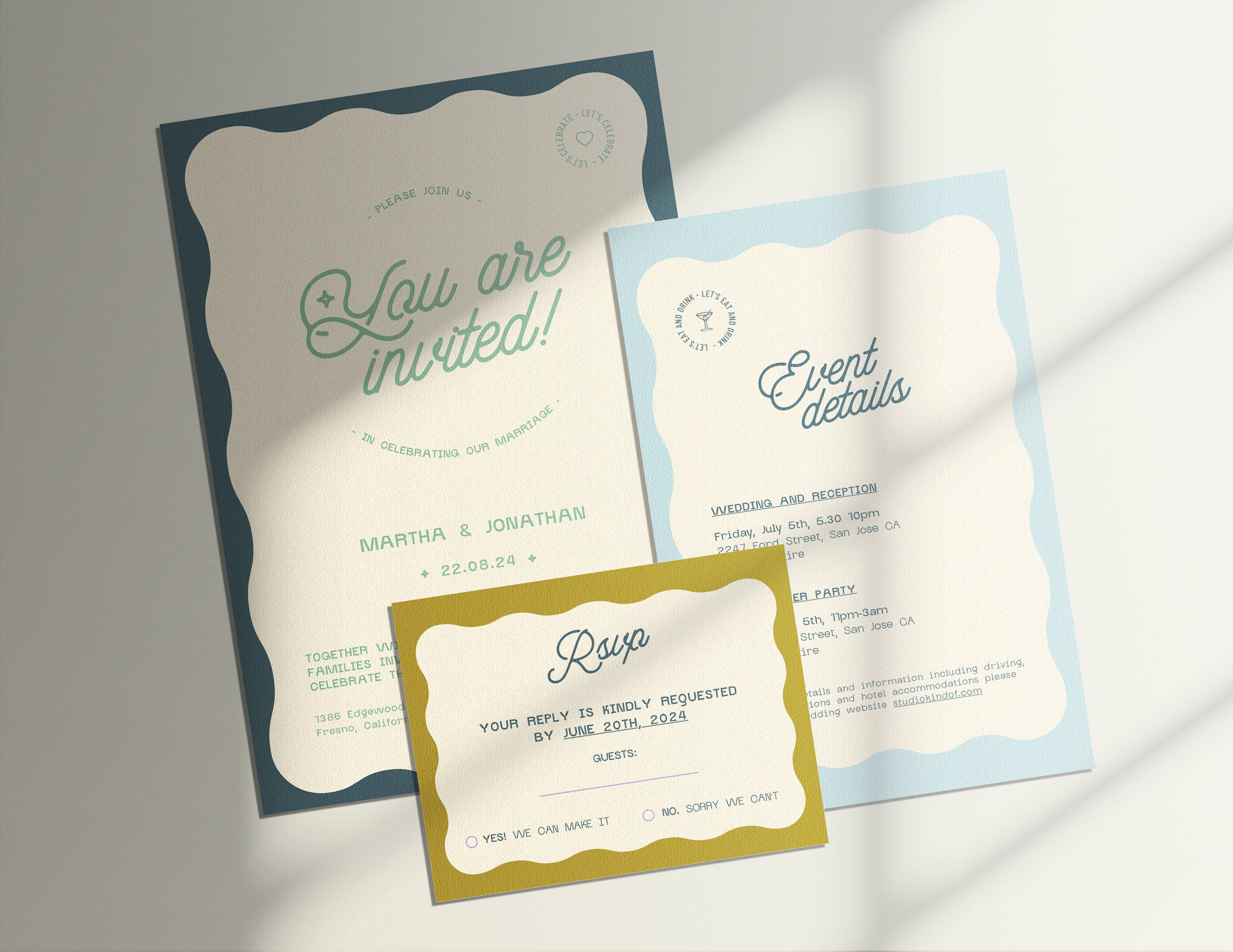 Retro Curve Customizable Wedding Invitation Details Card and - Etsy