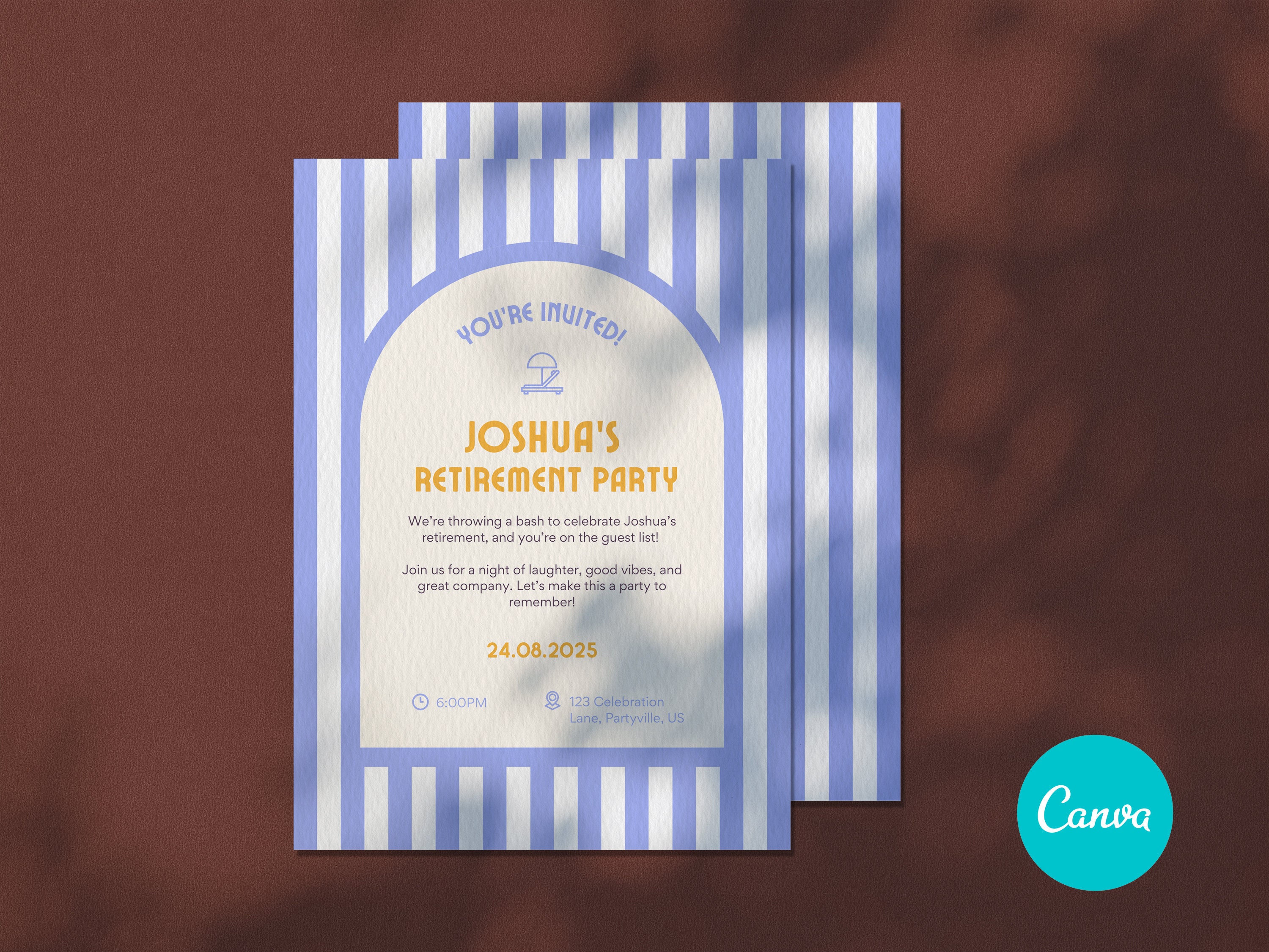 Editable Retirement Party Invitation Template: 5x7 Canva Design ...