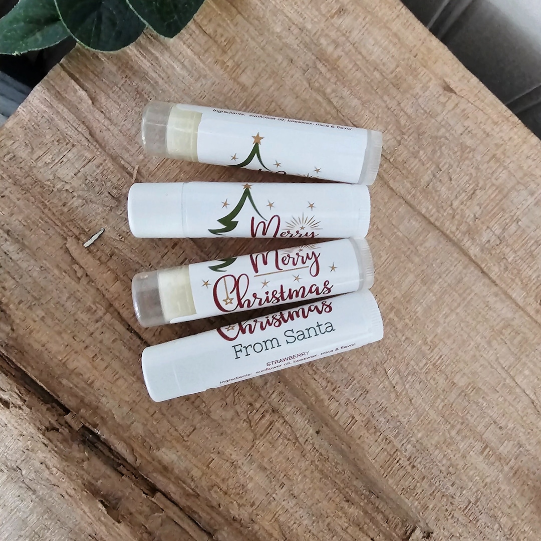 Personalized Lip Balms for Christmas, Handmade, Choose Label Design and ...