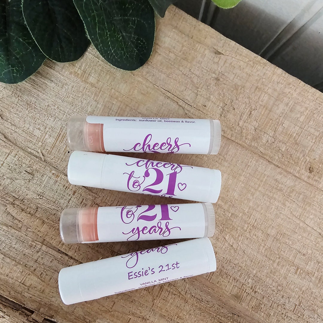 Personalized 21st Birthday Party Favor Lip Balms - Etsy