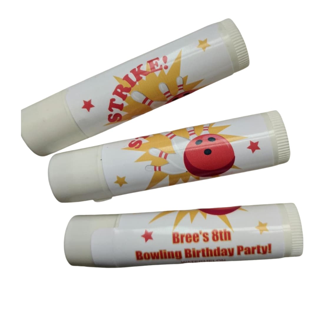 Personalized Bowling Party Favor Lip Balms - Etsy