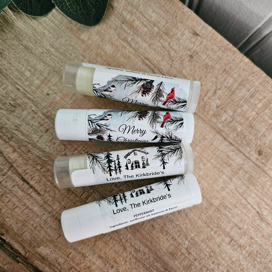 Personalized Lip Balms for Christmas, Handmade, Choose Label Design and ...