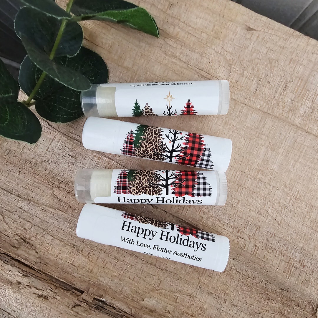 Personalized Lip Balms for Christmas, Handmade, Choose Label Design and ...