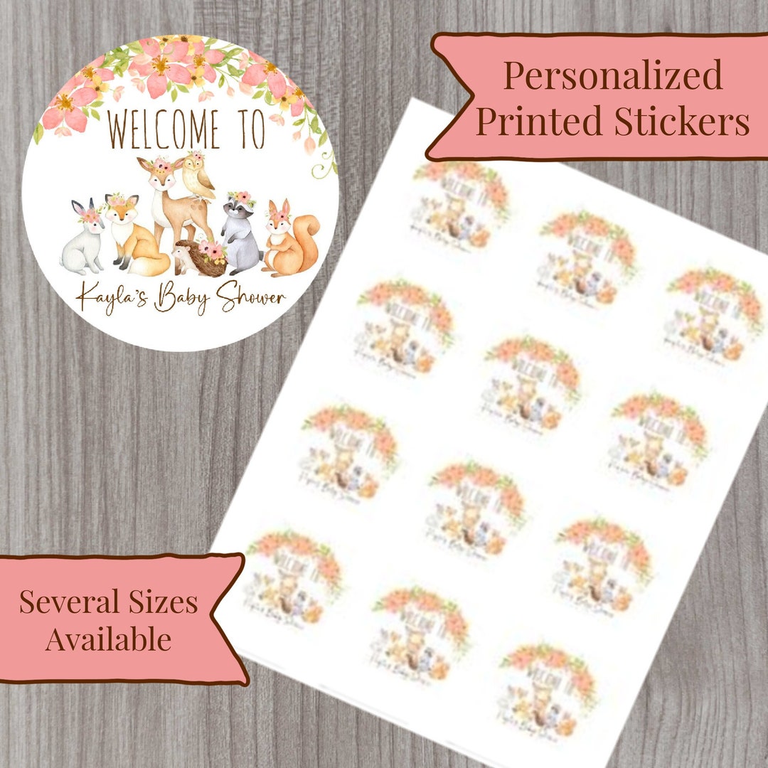 Woodland Forest Animal Labels - Printed Round Stickers - Personalized ...