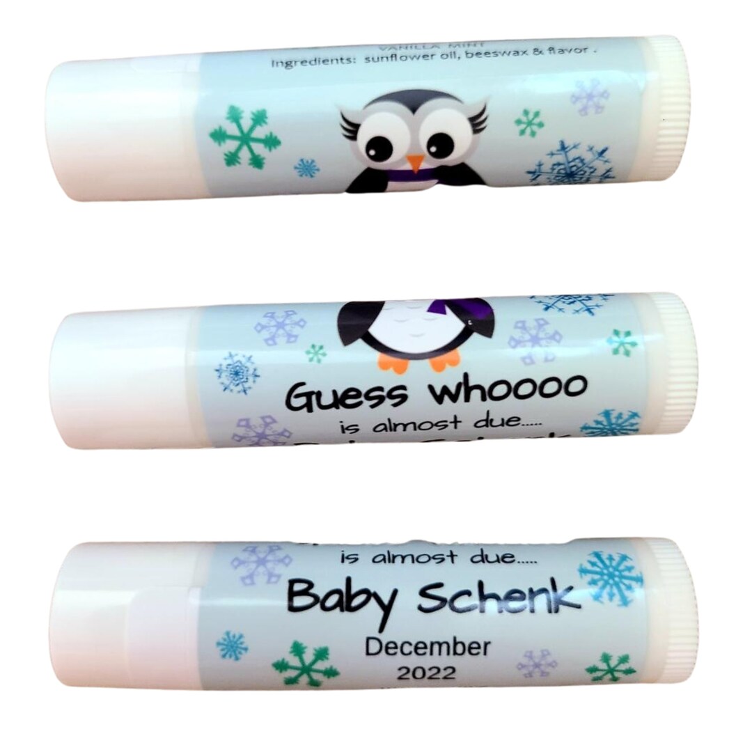 Owl Baby Shower Lip Balm Party Favors, Fall Baby Shower, Personalized ...