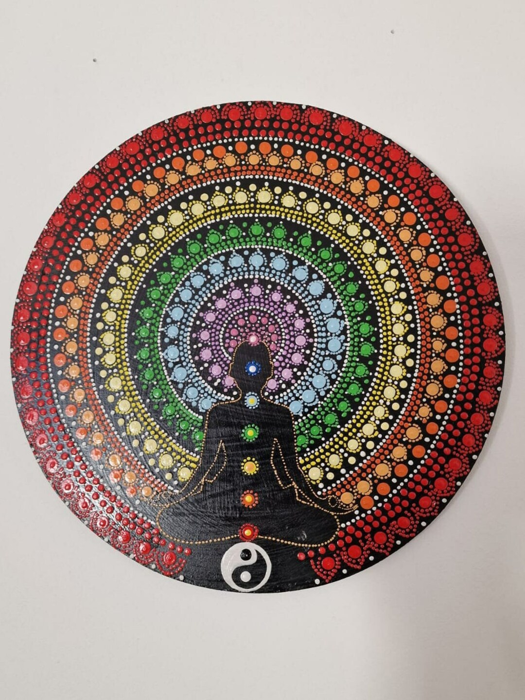 Handmade Dot Work Wall Art / Chakra Pattern / Yin Yang Symbol ...