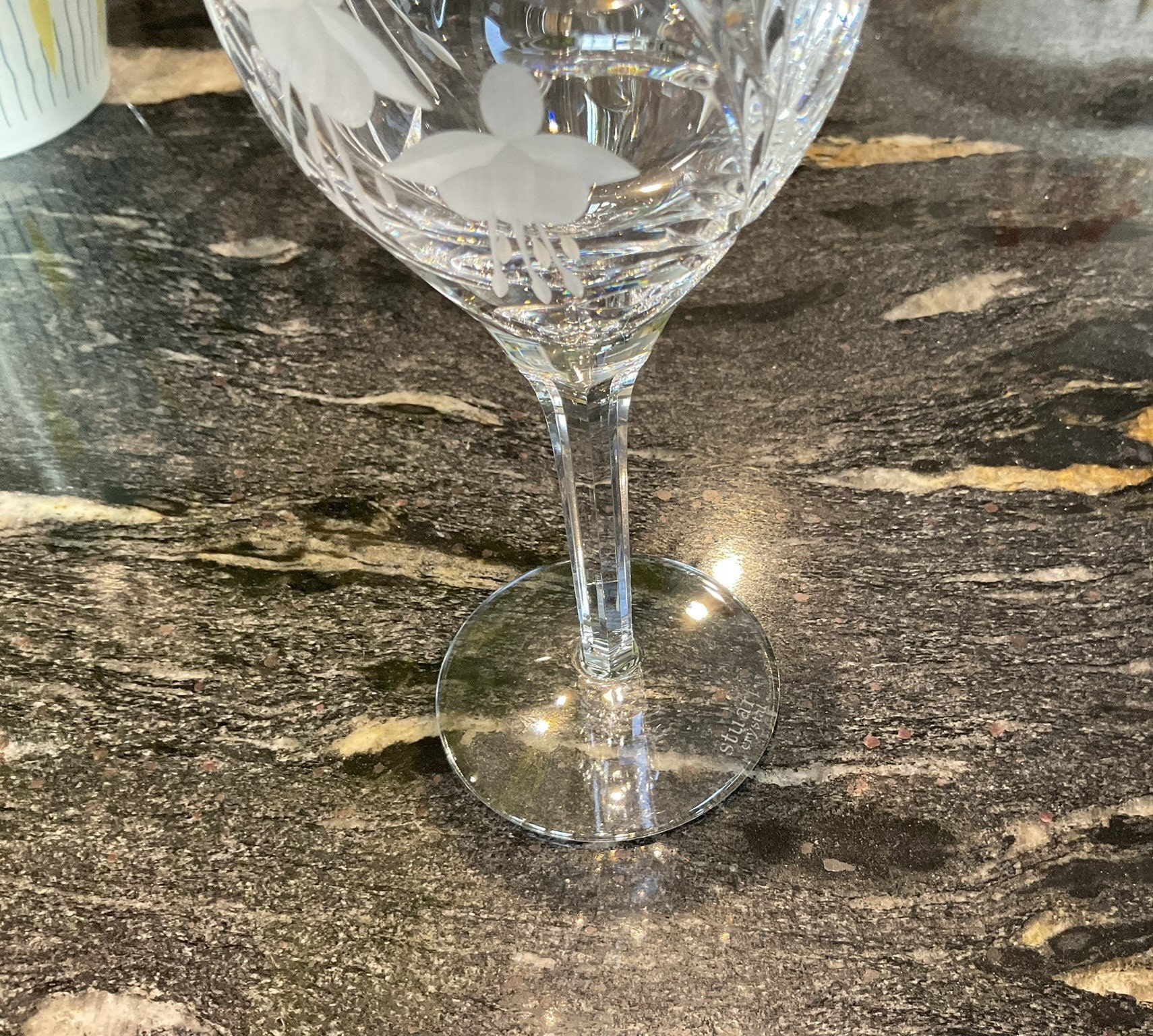 Vintage Stuart Crystal Wine Glass cascade Pattern Signed stuart Crystal ...