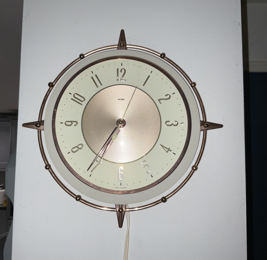 Metamec Mid Century Mains Power Sputnik Atomic Style 1960s Wall Clock ...