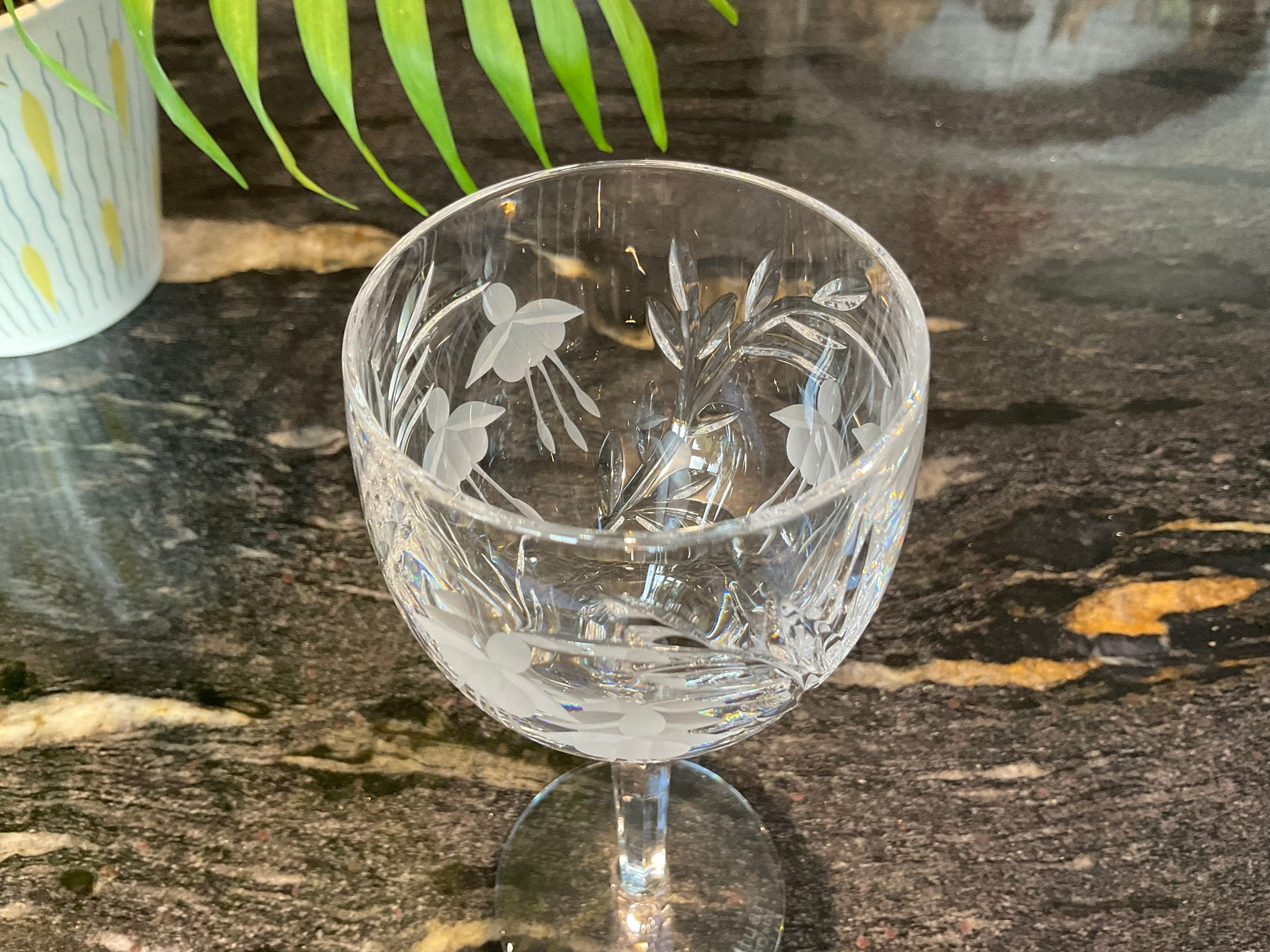 Vintage Stuart Crystal Wine Glass cascade Pattern Signed stuart Crystal ...