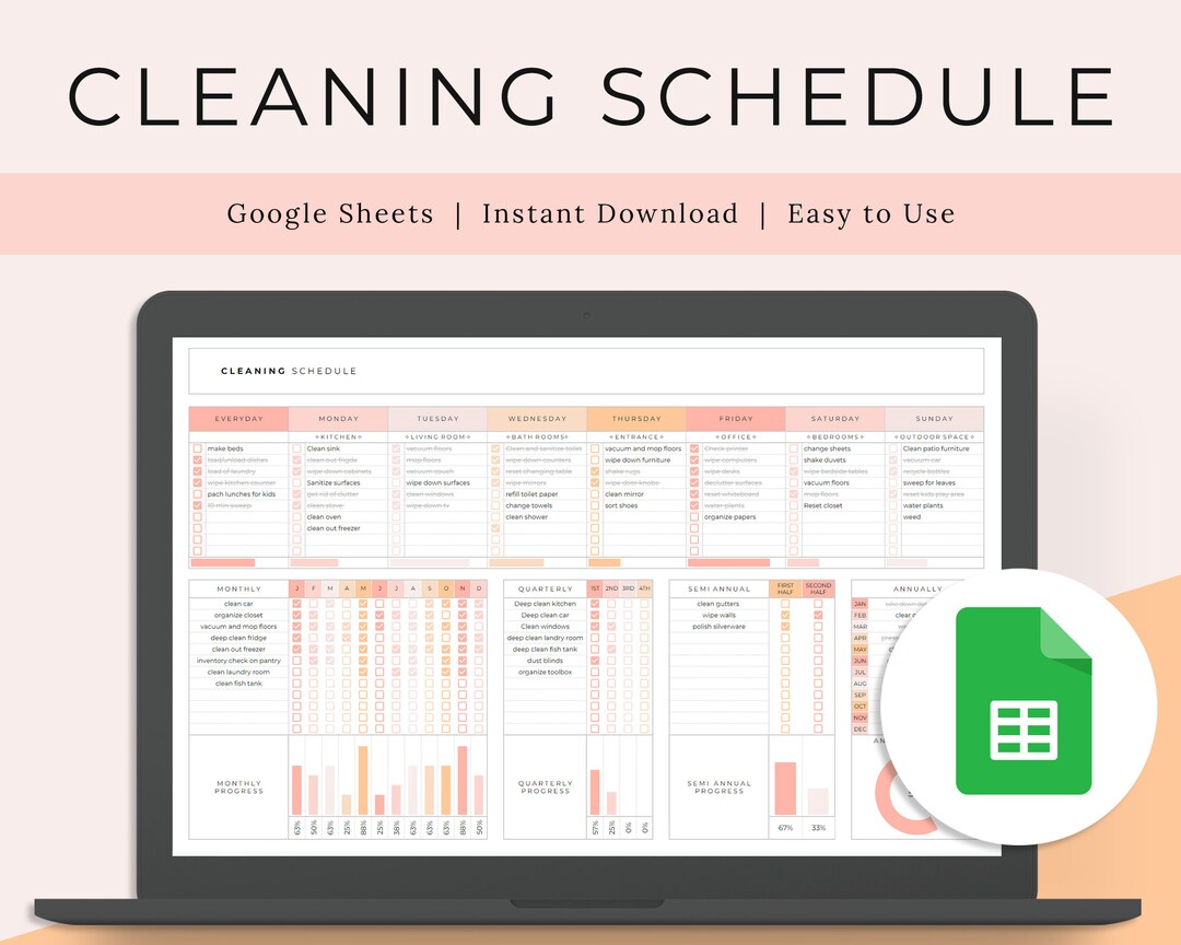 Cleaning Schedule Spreadsheet, Cleaning Checklist, Cleaning Tracker ...