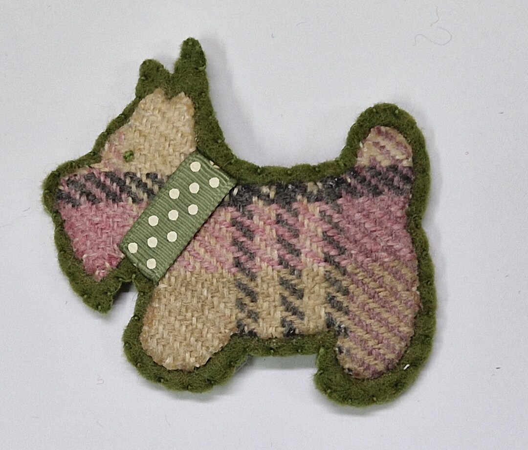 Handmade Felt and Tweed Scottie Dog Brooch Purple and Green, Scottish ...