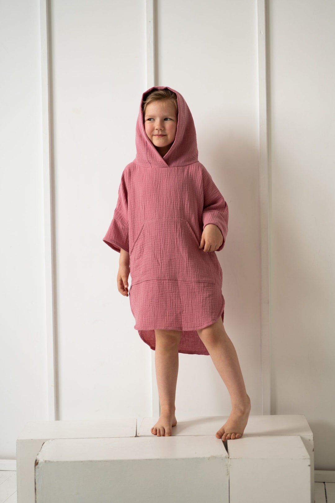 Poncho Plage Enfant Beach Poncho ROSE Beach Outfit Double Gauze MELLOW ...