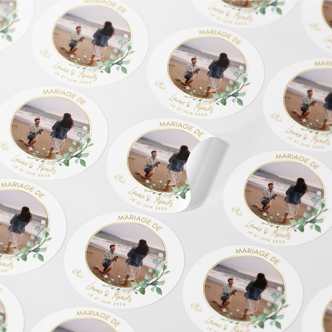 Adhesive Photo Labels to Personalize 4cm - Wedding and Other ...
