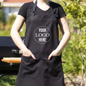 Custom Logo Apron, Personalized Apron, Apron With Pockets, Bulk Logo ...