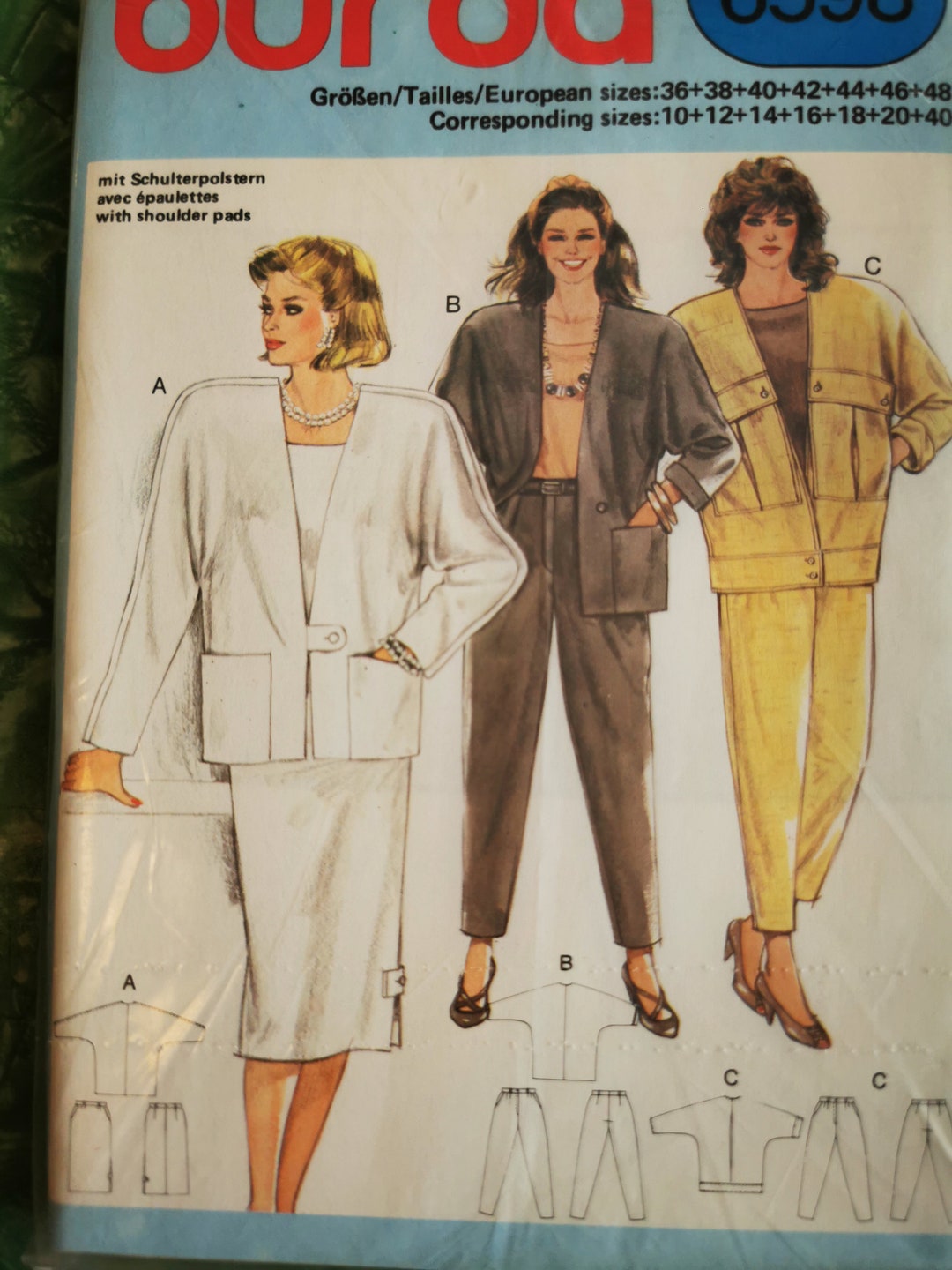 Bust 33 to 43, Waist 25-36, Jacket, Skirt, Pants, Coat, Burda 6598, - Etsy