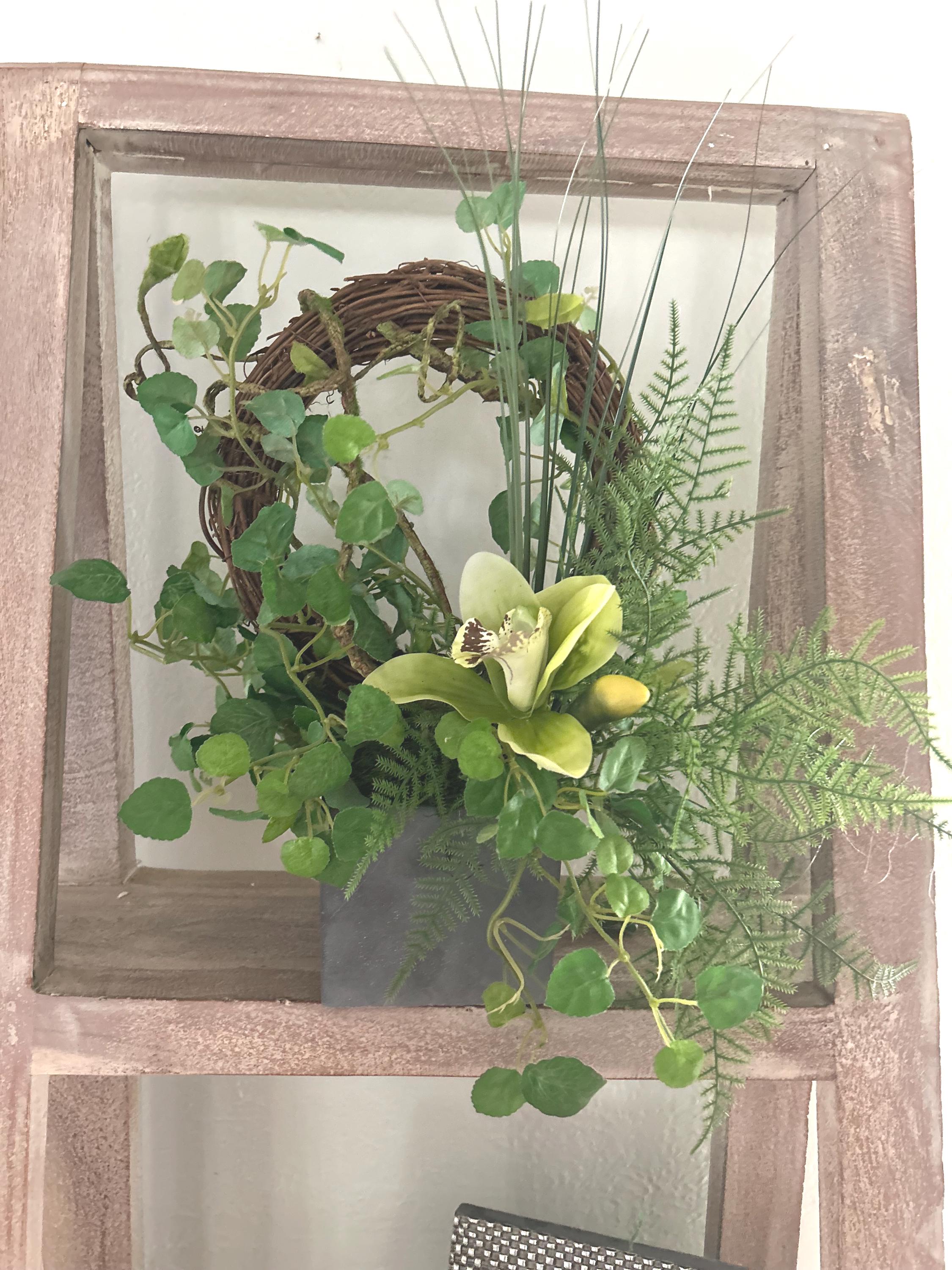 Green Orchard and Ivy Centerpiece Grey Pot Farmhouse Greenery ...
