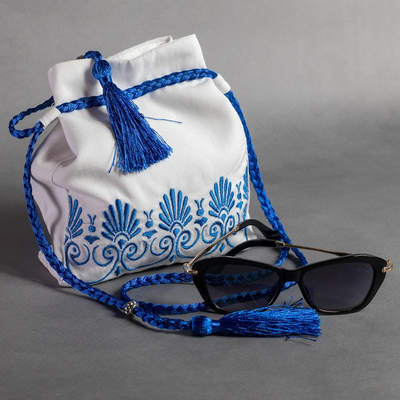 HELEN, Linen Embroidered Bag With a Greek Pattern - Etsy