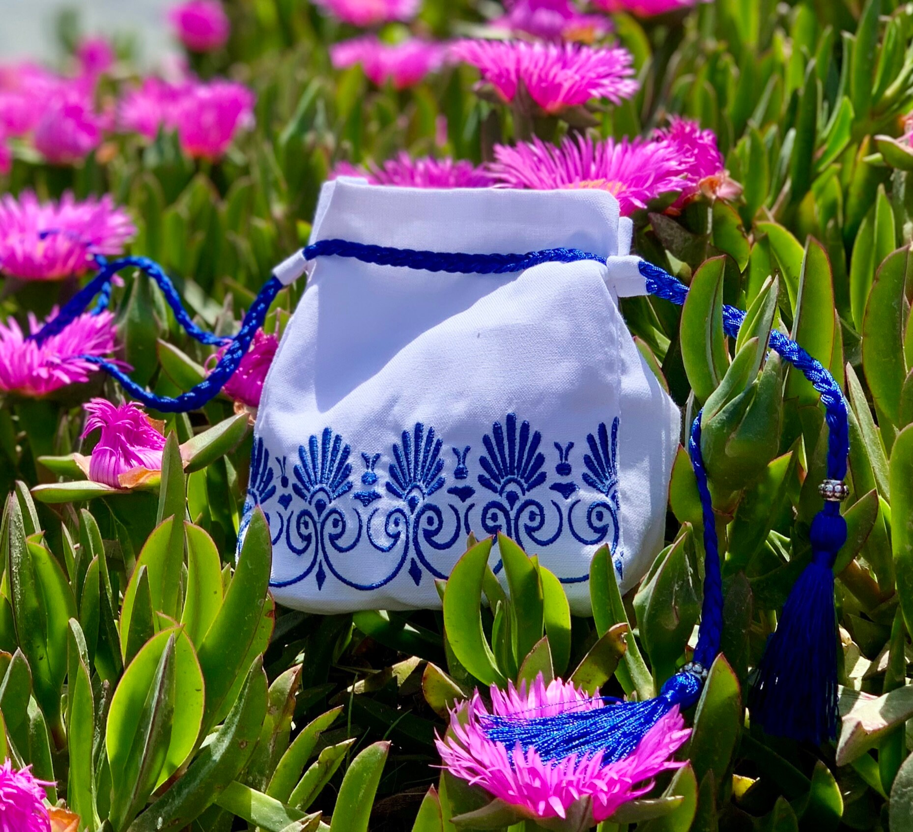 HELEN, Linen Embroidered Bag With a Greek Pattern - Etsy