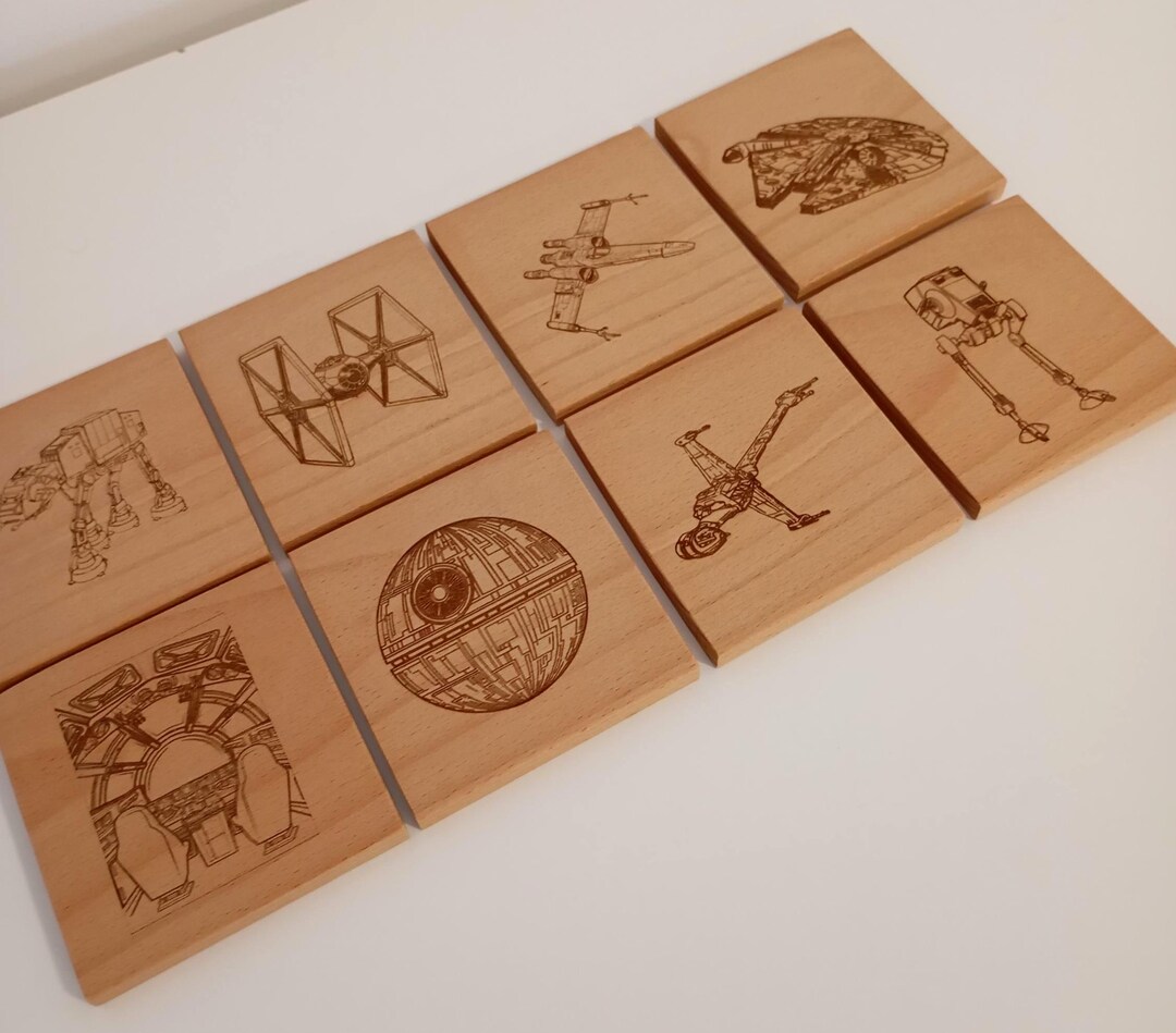 Set of 8 Star Wars Themed Coasters - Geek Gift - Beech Wood - Handmade ...
