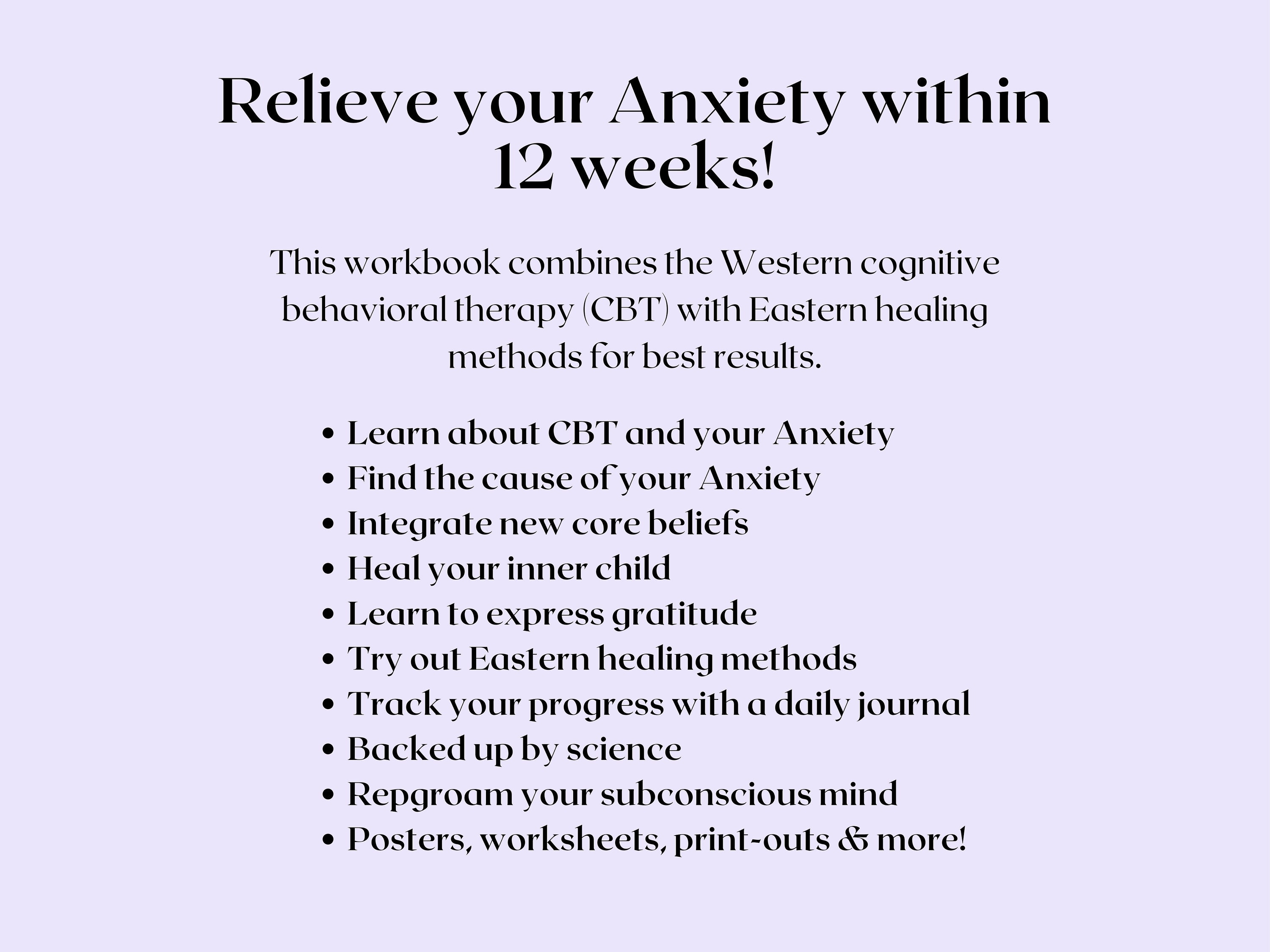 Printable Anxiety Workbook Based on CBT Cognitive Behavioral Therapy ...