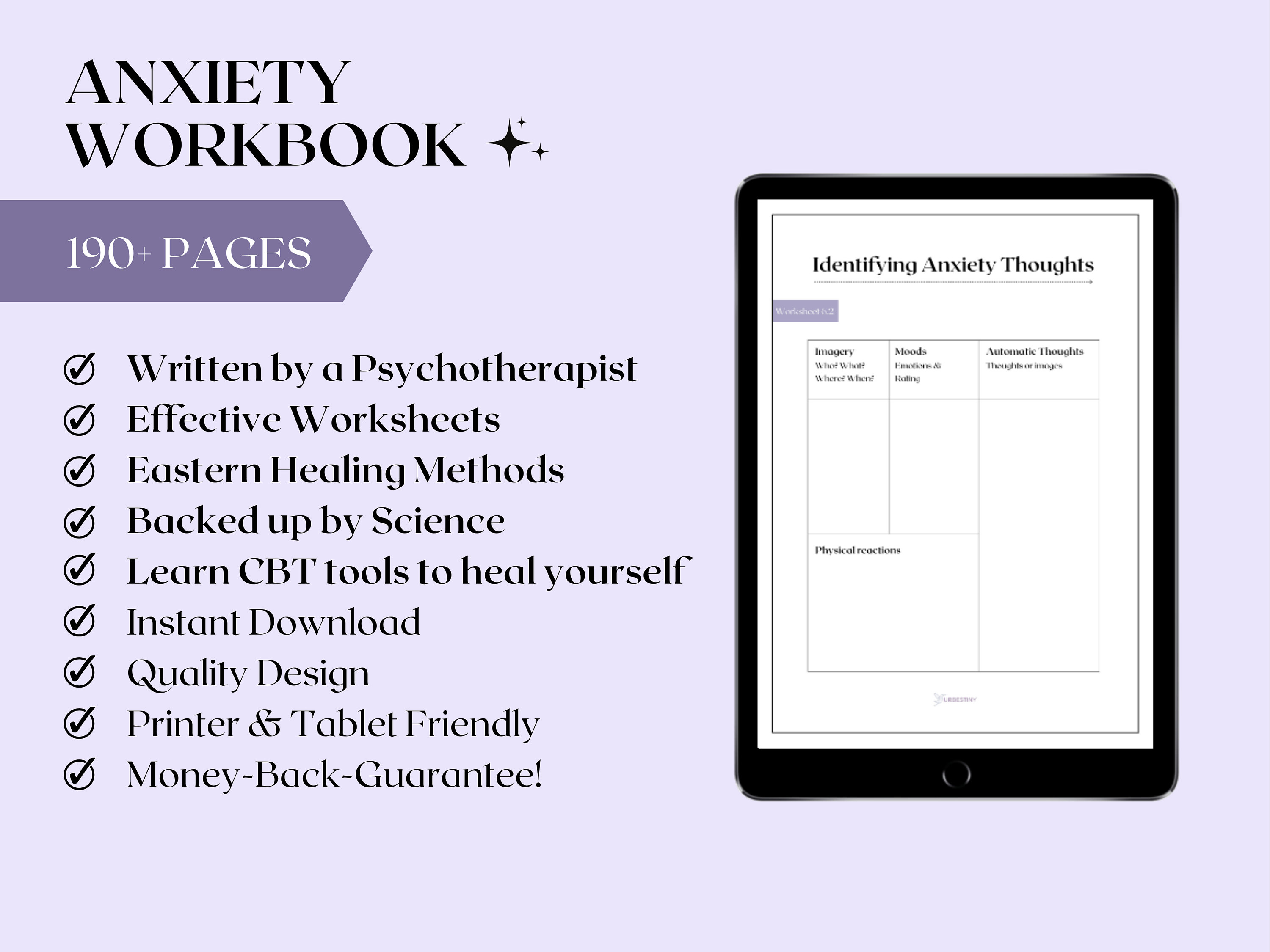 Printable Anxiety Workbook Based on CBT Cognitive Behavioral Therapy ...