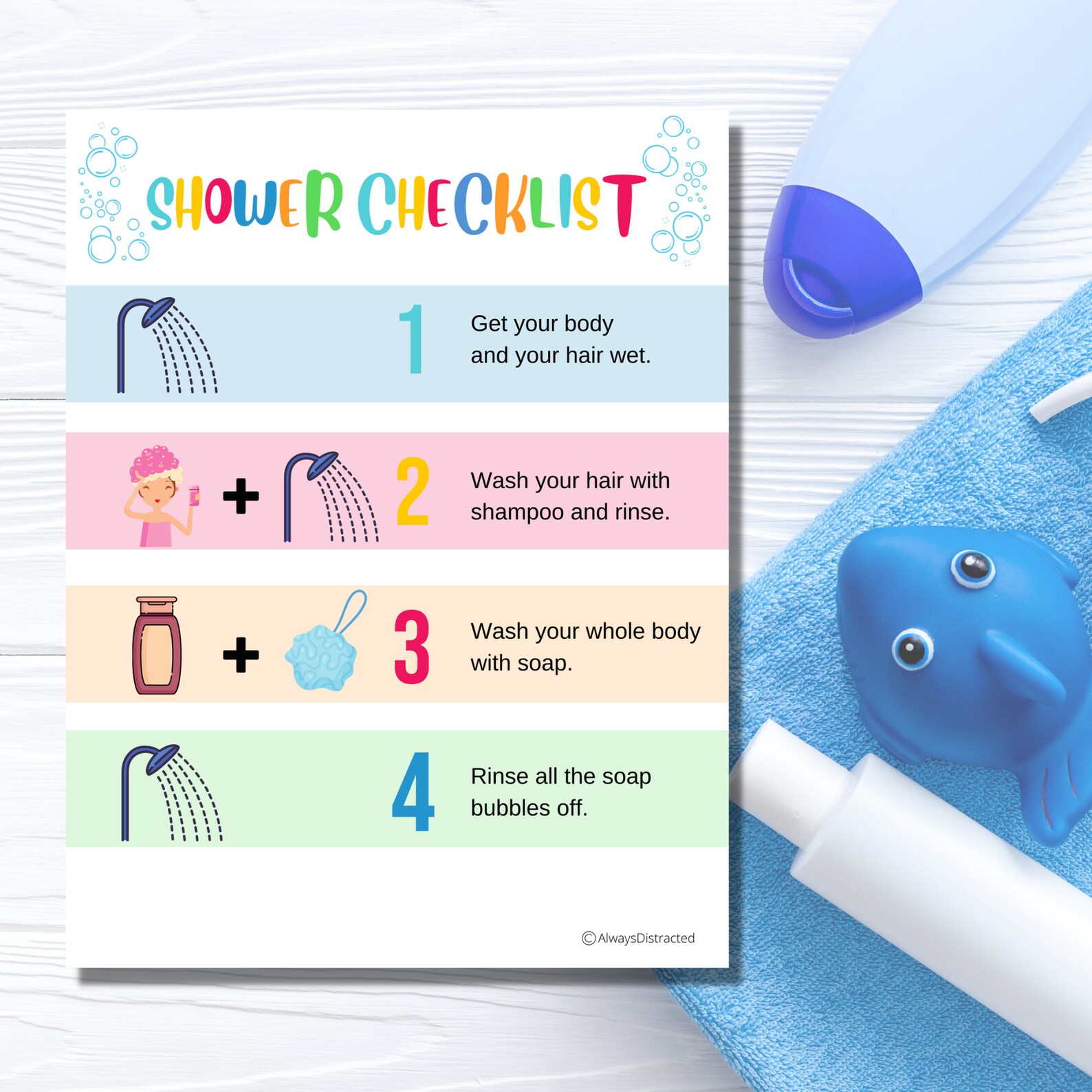 Buy Responsibility Shower Chart for Kids Shower Routine System ...