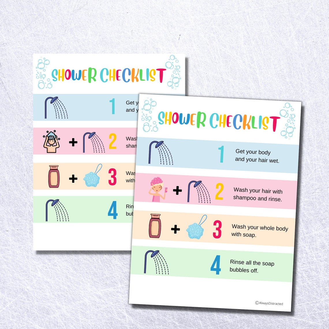 Responsibility Shower Chart for Kids Shower Routine System Printable to ...