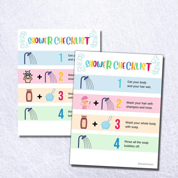 Responsibility Shower Chart for Kids Shower Routine System | Etsy