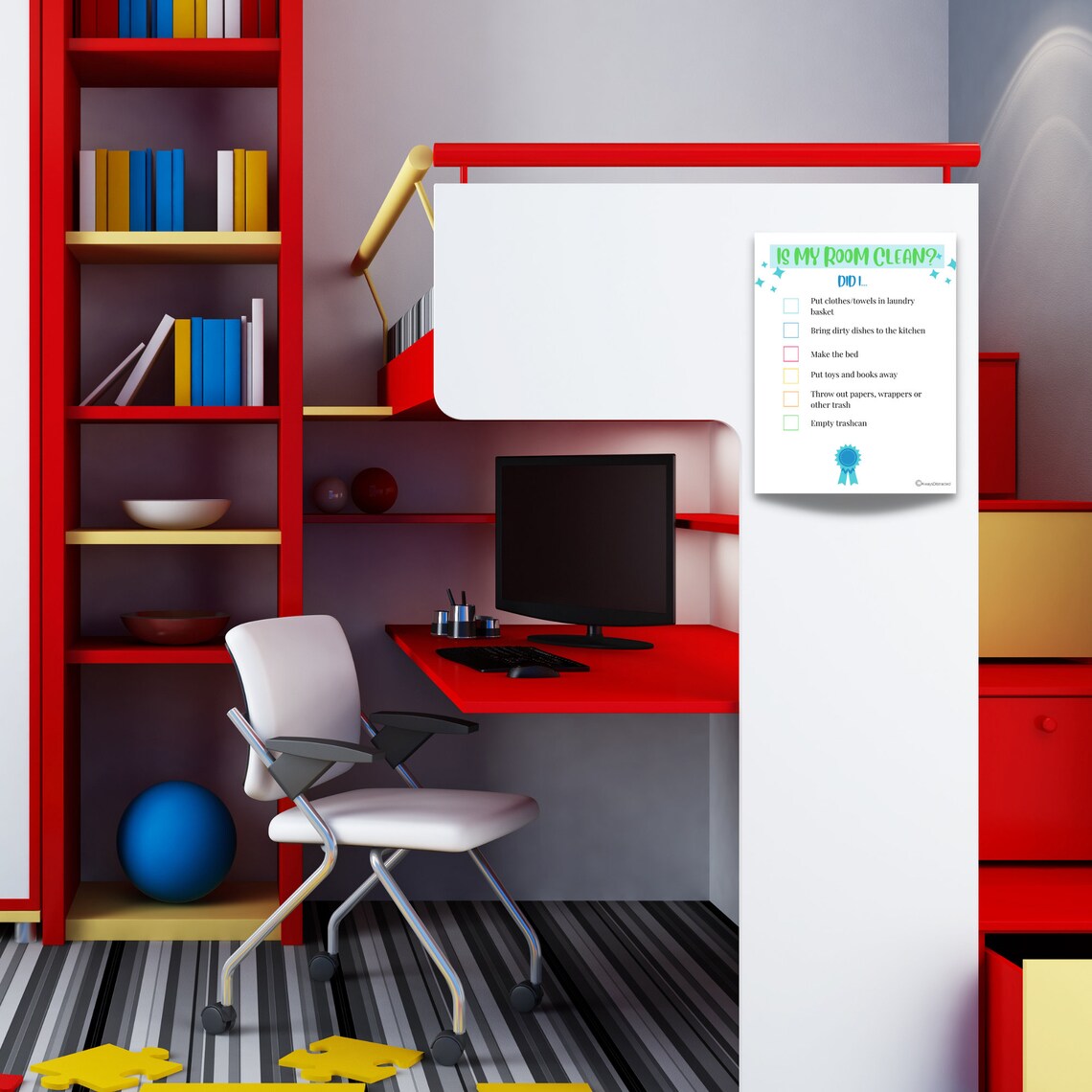 Responsibility Cleaning Chart for Kids Room Cleaning Routine - Etsy