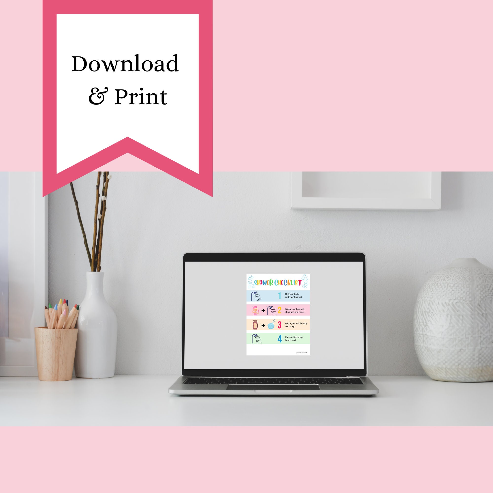 Responsibility Shower Chart for Kids Shower Routine System Printable to ...