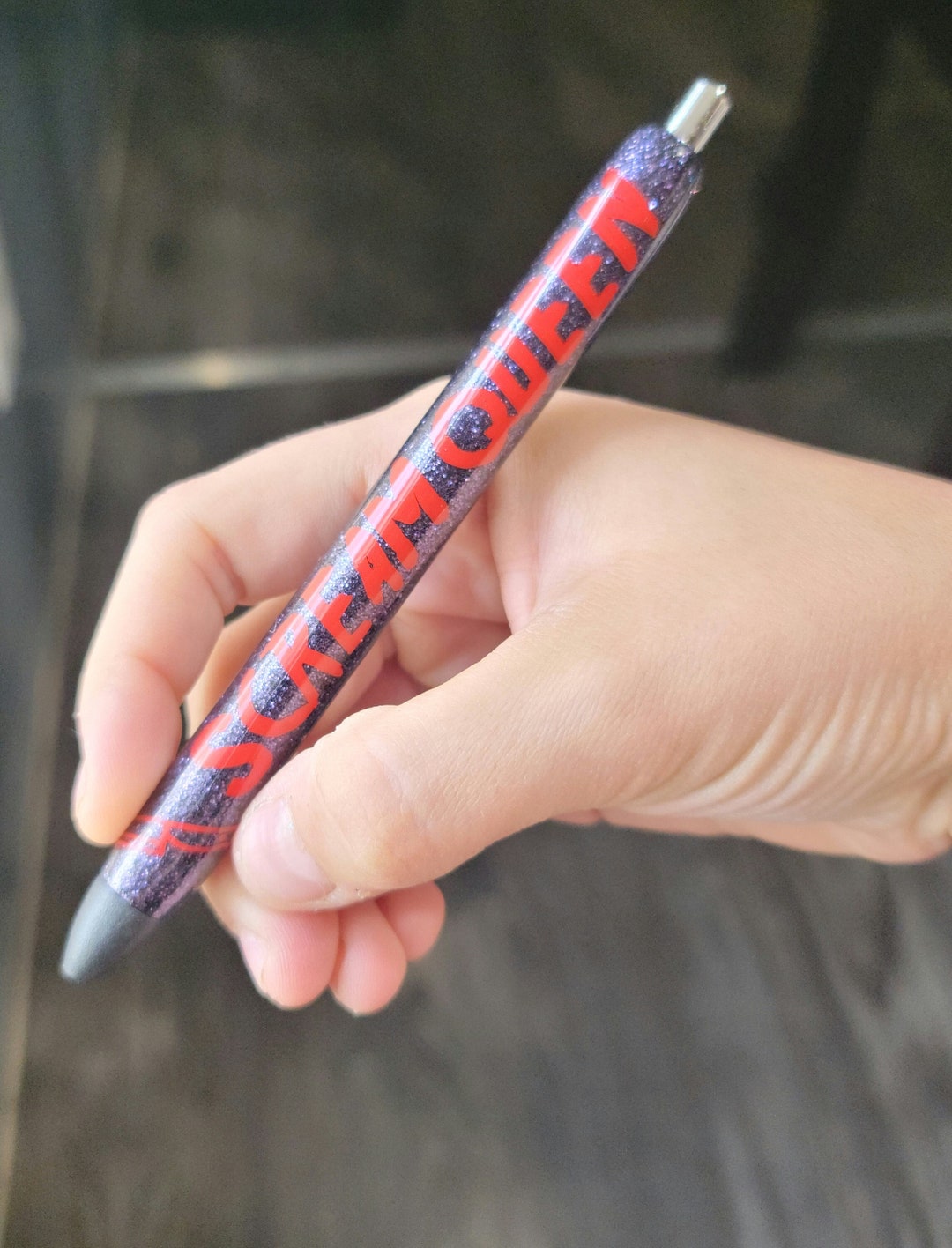 Scream Queen Pen, Horror Pen, Epoxy Glitter Pen, Horror Glitter Pen ...