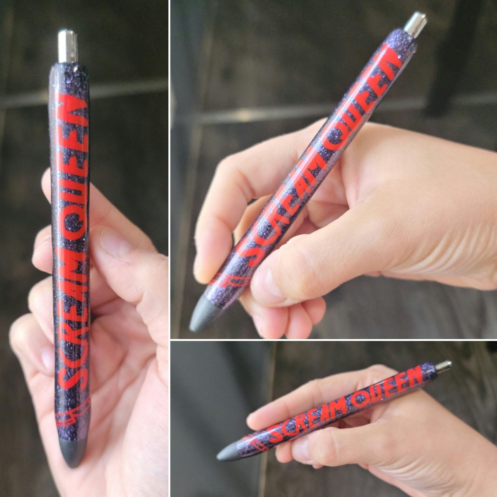Scream Queen Pen, Horror Pen, Epoxy Glitter Pen, Horror Glitter Pen ...