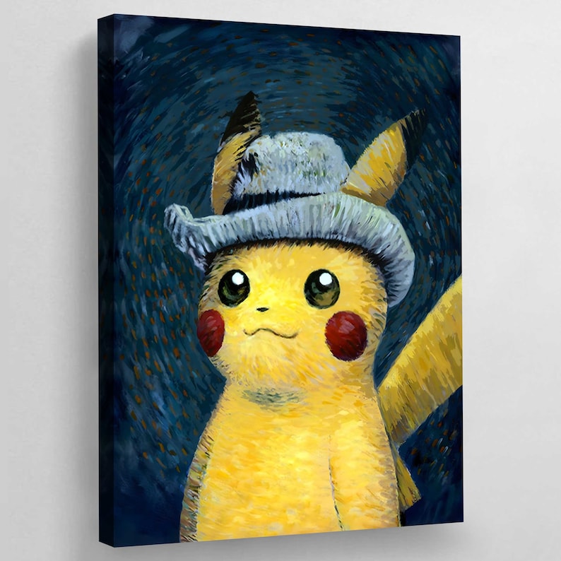 Pikachu Van Gogh Canvas Pikachu Van Gogh Wall Art Van Gogh Pikachu ...