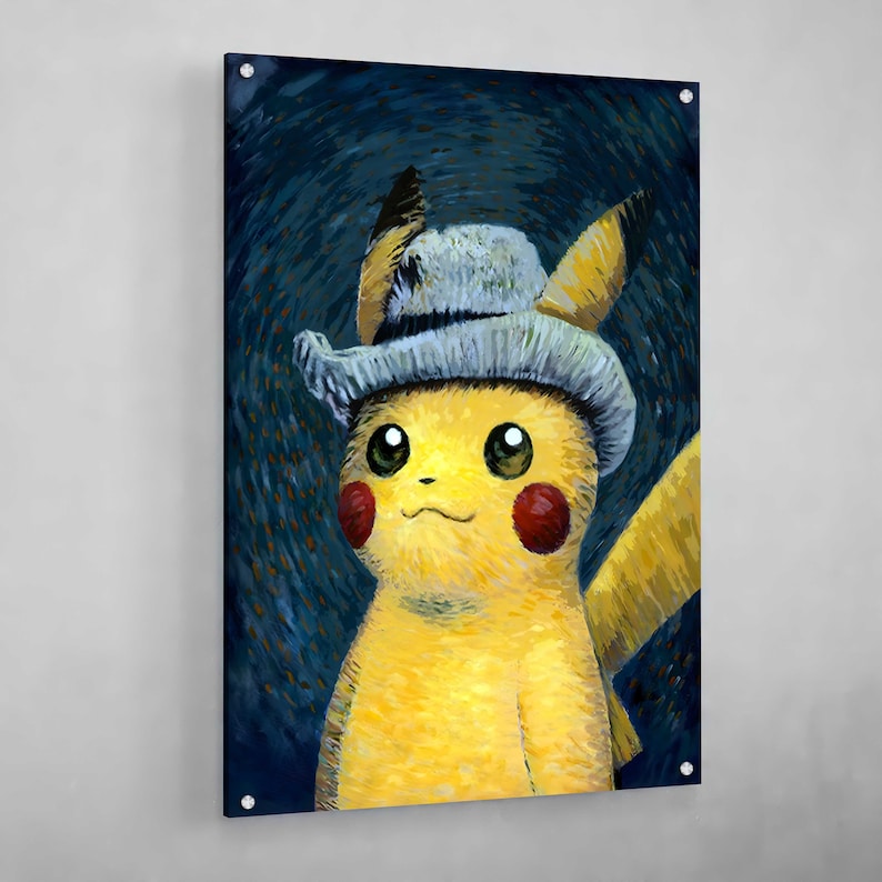 Pikachu Van Gogh Canvas Pikachu Van Gogh Wall Art Van Gogh Pikachu ...