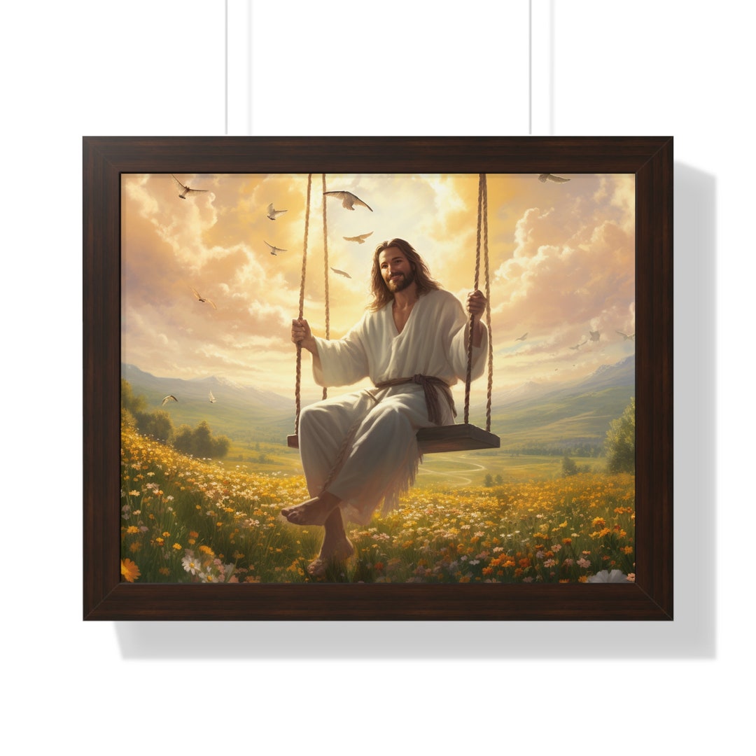 Jesus and Holy Spirit Framed Poster Open Heaven Art Christian Wall ...