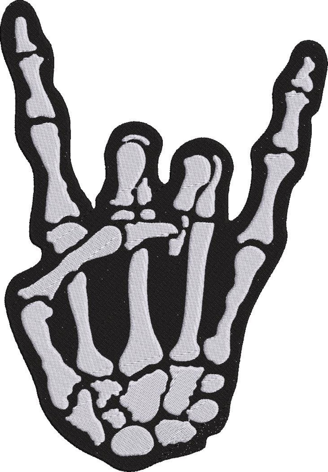 Skeleton Hand Wave Rock on Embroidery Design Size(s): 2x3", 3x4", 4x6 ...