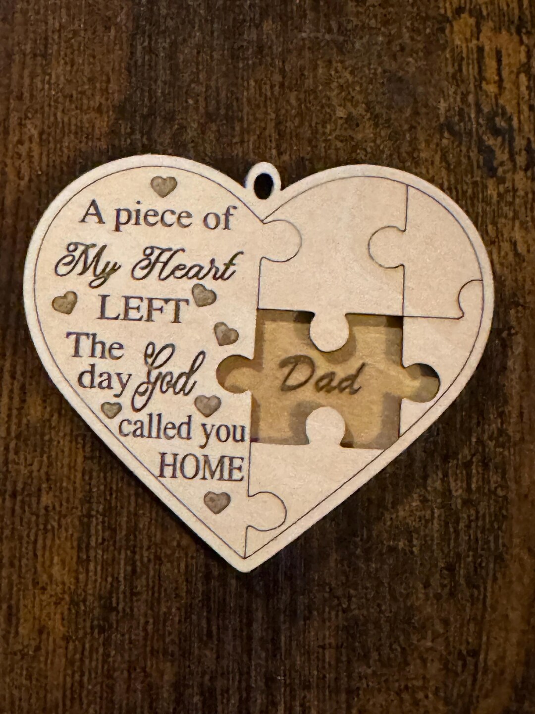 Personalized Heart Shaped Memorial Puzzle Ornament That is Laser ...