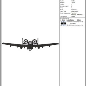 A10 Warthog Embroidery Design Multiple Size(s): 3x1", 4x1", 5x1", 6x1 ...