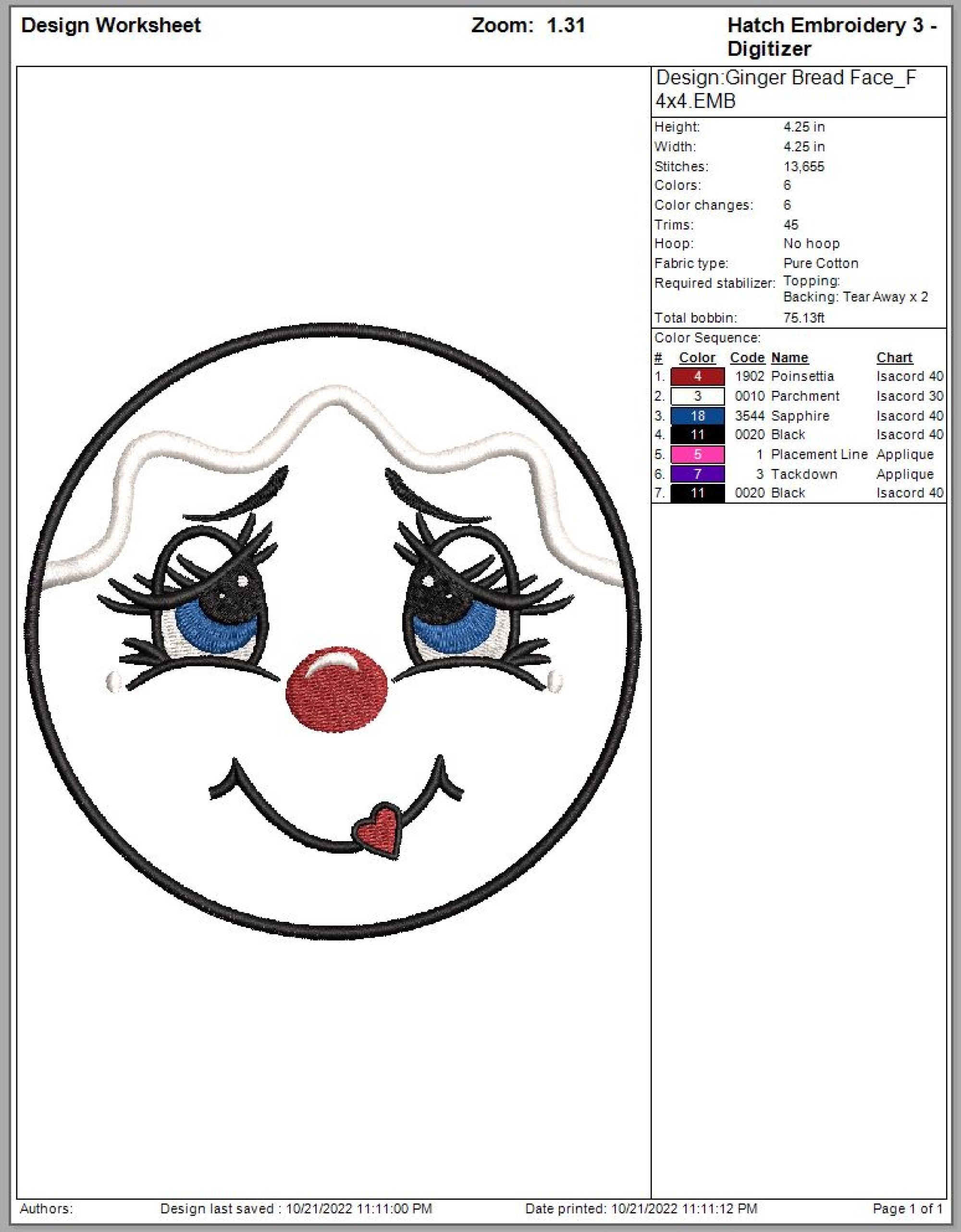 ITH Ginger Bread Face Embroidery Designs & Cut Files B to G - Etsy