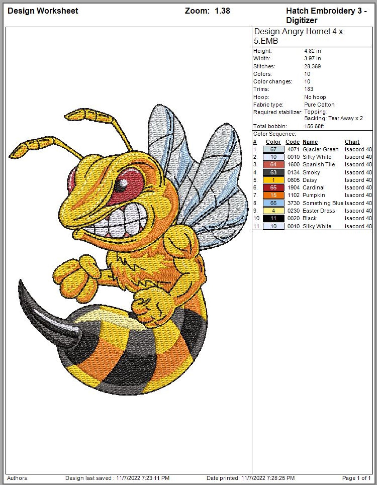 Angry Hornet Embroidery Design Sizes: 3 X 4 - Etsy