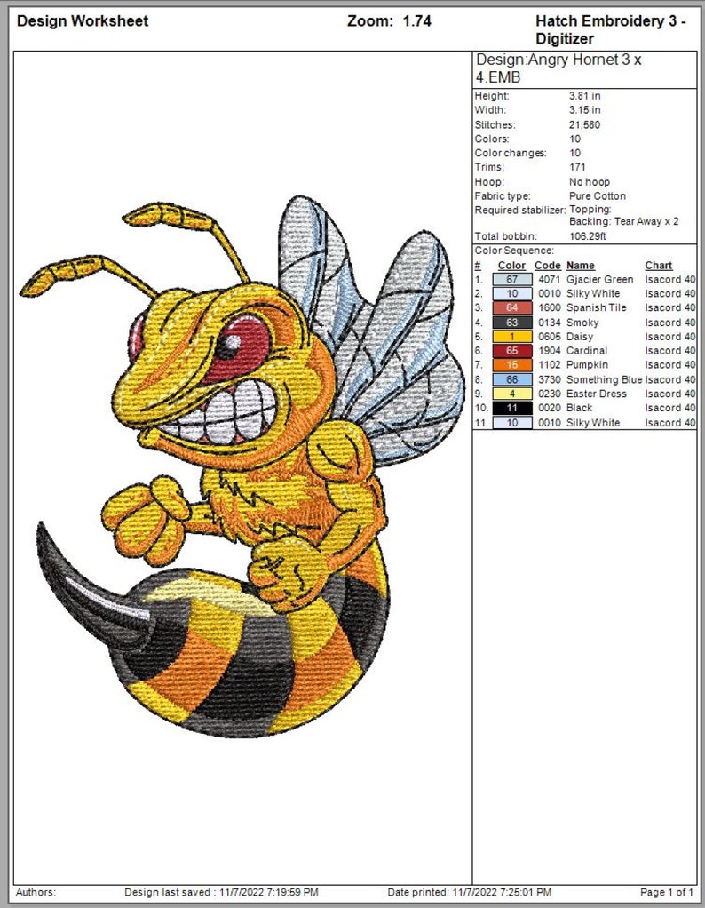 Angry Hornet Embroidery Design Sizes: 3 X 4 - Etsy