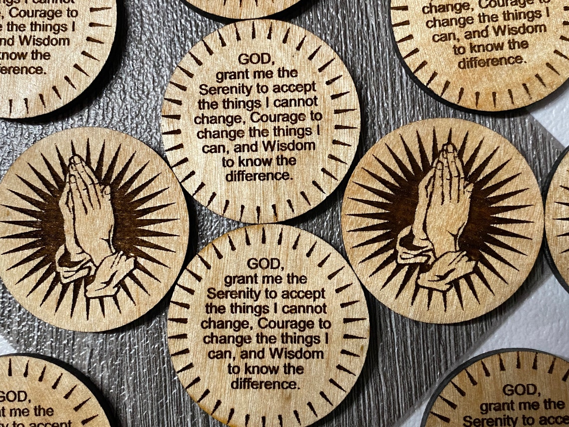Prayer Coin Custom Laser Engraved Wooden Token With Both Sides Laser ...