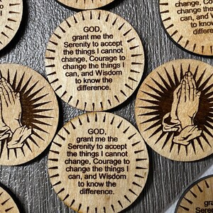 Prayer Coin Custom Laser Engraved Wooden Token With Both Sides Laser ...