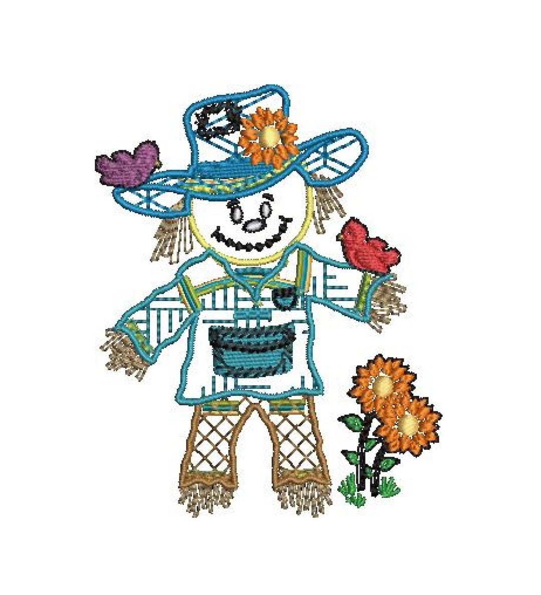 Scarecrow Male With Long Stitched Hair Embroidery Design Size(s): 5x6 ...