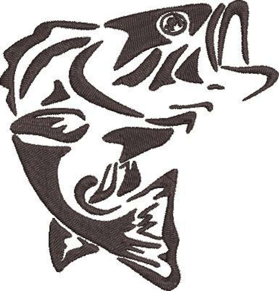 Bass Embroidery Design Sizes: 2x2, 3x3, 4x4, 5x5, 6x6, 7x7, 8x8, 9x9 ...